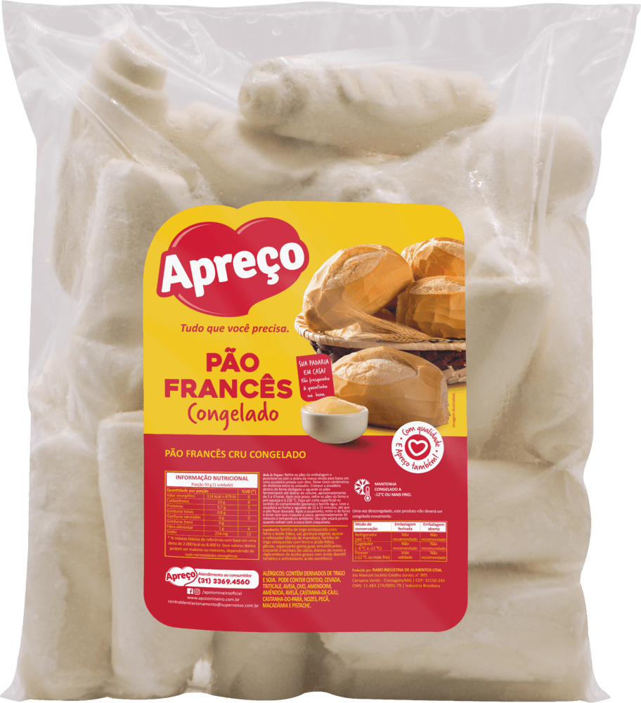 Pão Francês Congelado Tradicional 2Kg