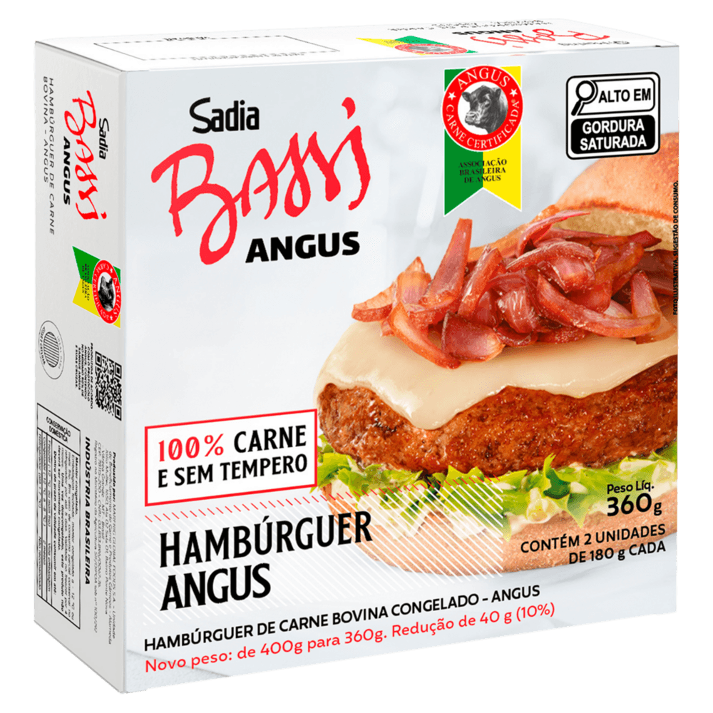 Hambúrguer 100% Bovino Sadia Bassi Angus 360g