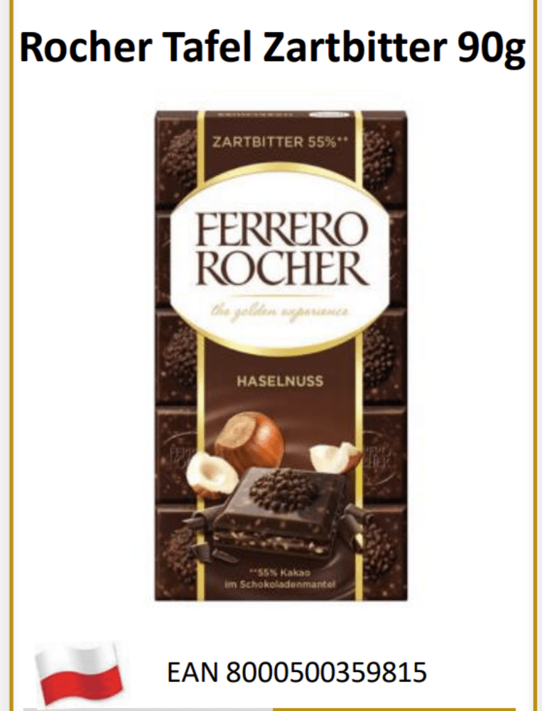 Chocolate FERRERO Zartbitter 55% Dark 90g