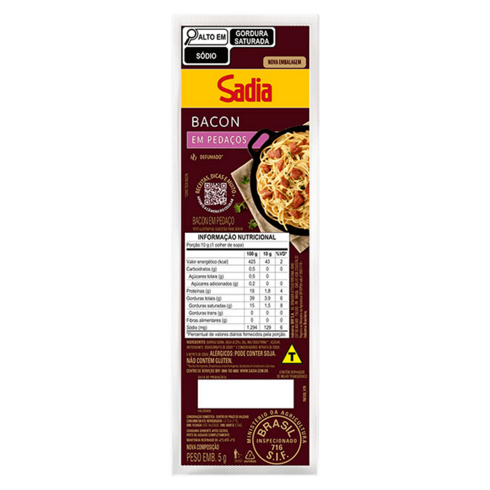Bacon Defd Sadia Pedaço Vacuo 1Kg