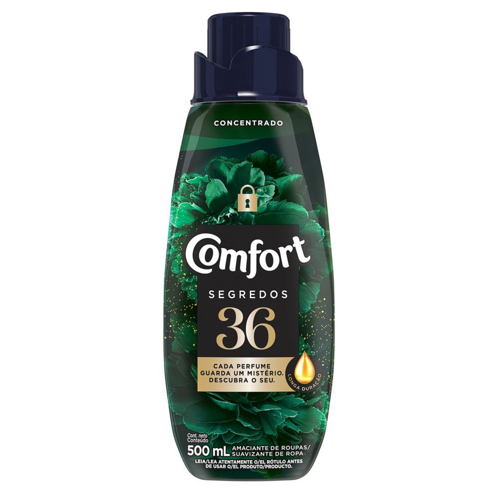 Amaciante de Roupa Concentrado 36 Comfort Segredos Frasco 500ml