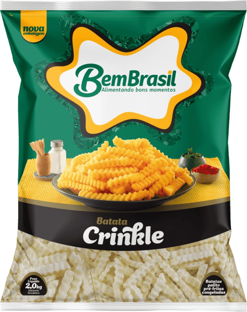 Batata Palito Pré-Frita Crinkle Congelada Bem Brasil Pacote 2kg