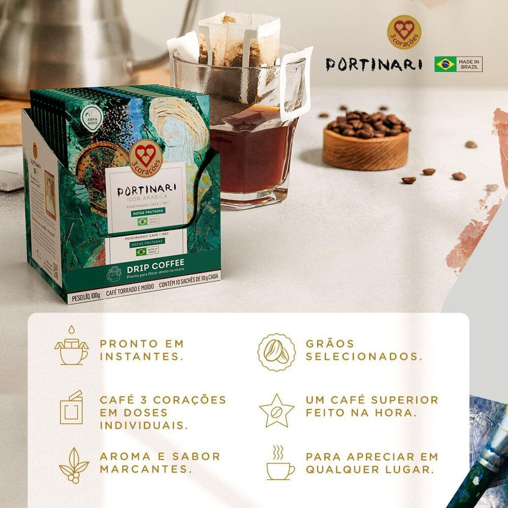 Café em Sachê Torrado e Moído Drip Coffee Peneirando Café 1957 3 ...