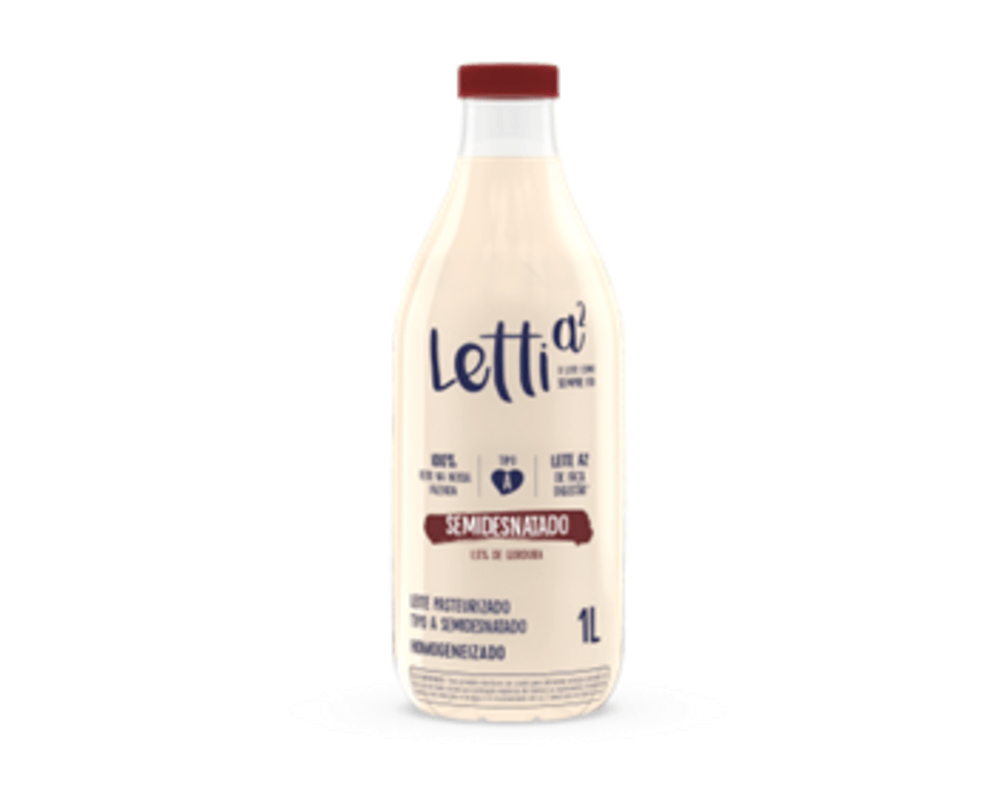 LEITE LETTI A2 SEMI DESNATADO GARRAFA 1 LITRO