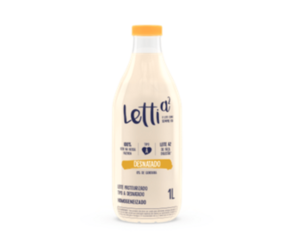 LEITE LETTI A2 DESNATADO GARRAFA 1 LITRO