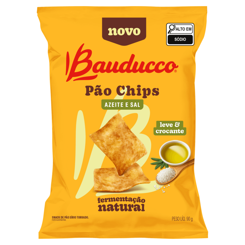 Snack de Pão Sírio Torrado Azeite e Sal Bauducco Pacote 90g