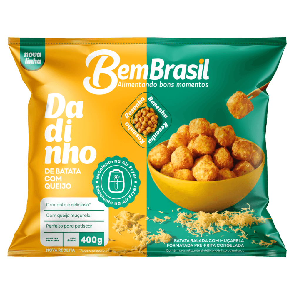 Dadinho de Batata Congelada com Queijo Pré-Frita Bem Brasil Pacote 400g
