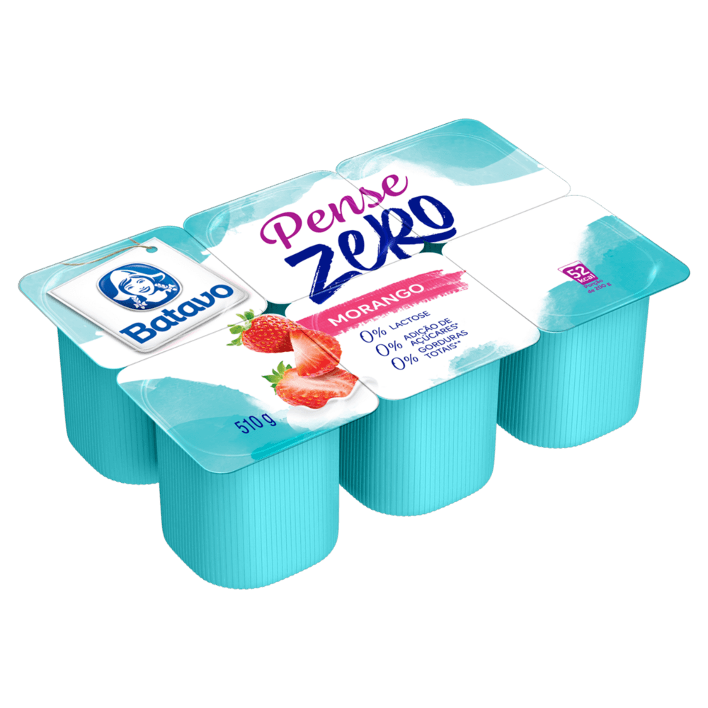 Iogurte Desnatado Morango Zero Lactose Batavo Pense Zero Bandeja 510g 6 ...