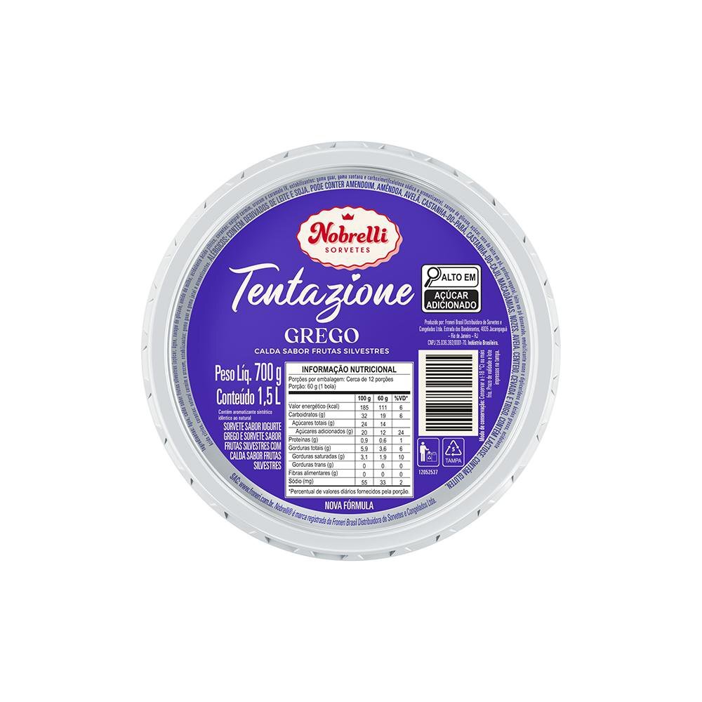 Sorvete Nobrelli Tentazione Grego Frutas Silvestres e Iogurte com Calda ...