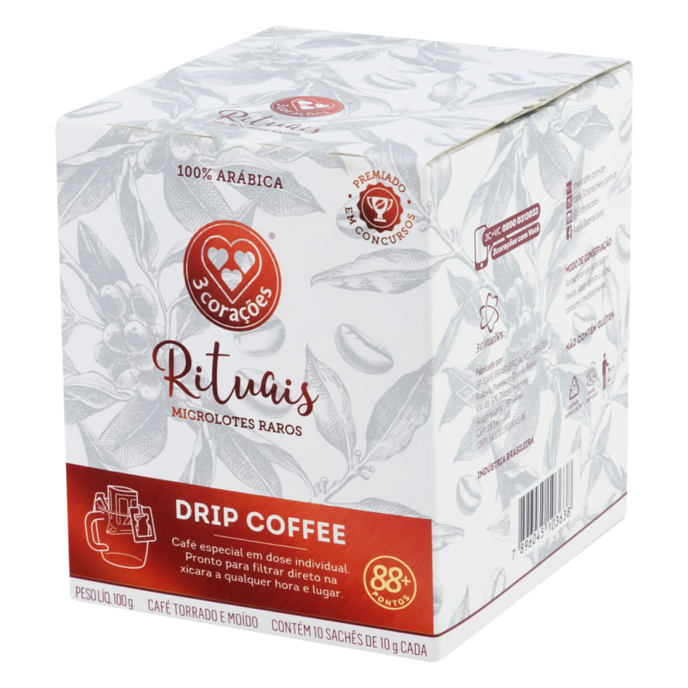Café Torrado e Moído 3 Corações Drip Coffee Filtrado 3 Corações Rituais ...
