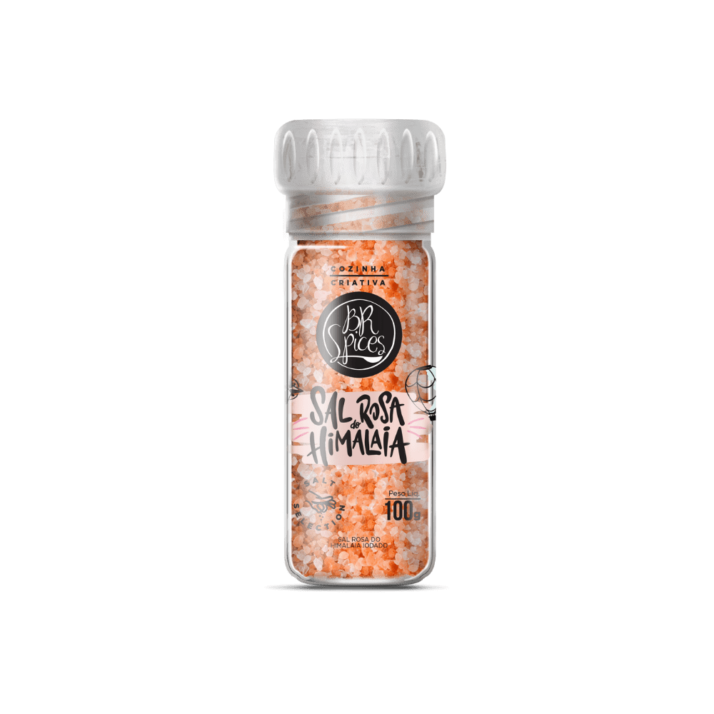 Sal Rosa do Himalaia Grosso Iodado com Moedor Integral BR Spices Salt ...