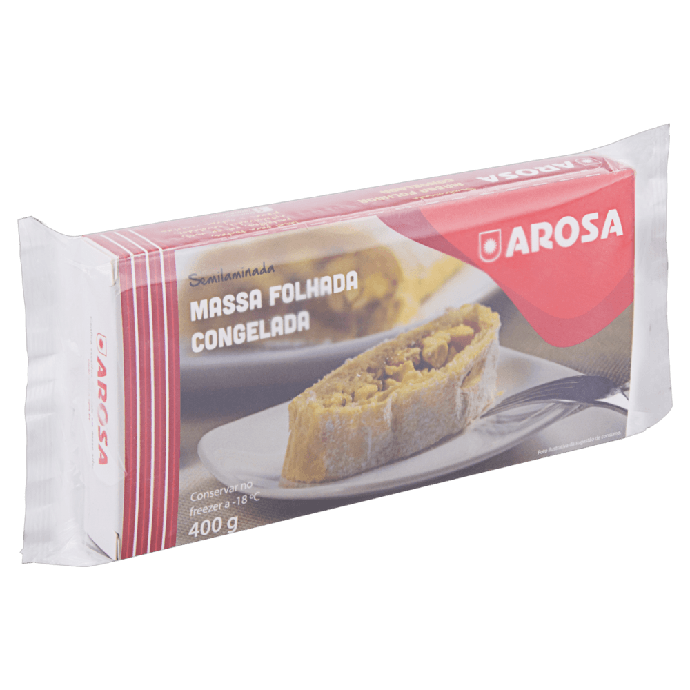 Massa Folhada Semilaminada Congelada Arosa Pacote 400g Supernosso