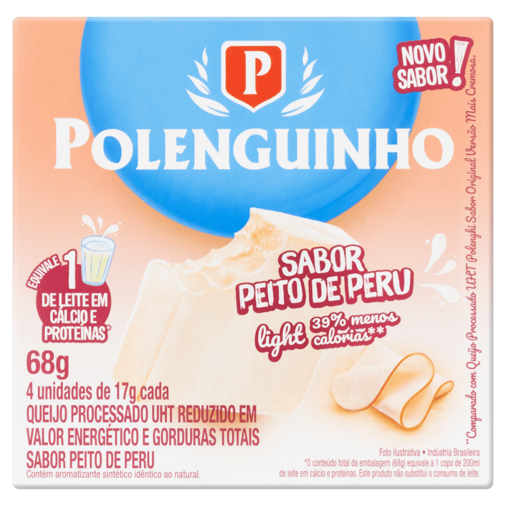 Queijo Processado Uht Peito De Peru Light Polenguinho 68g 4 Unidades