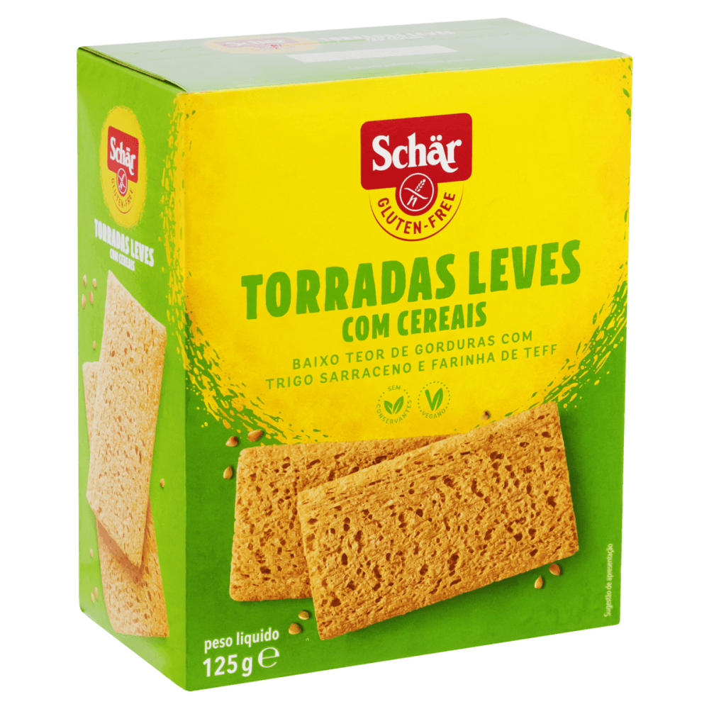 Torrada Leve com Cereais sem Glúten Schär Caixa 125g 20 Unidades