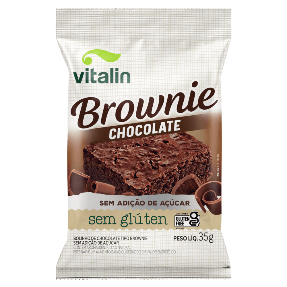 Brownie Integral Chocolate sem Glúten sem Adição de Açúcar Vitalin ...
