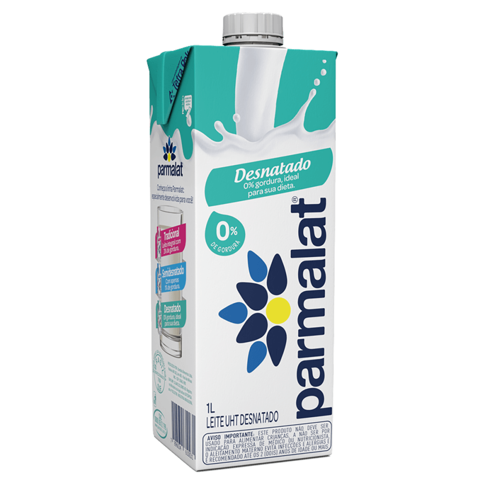 Leite UHT Desnatado Parmalat Caixa com Tampa 1l