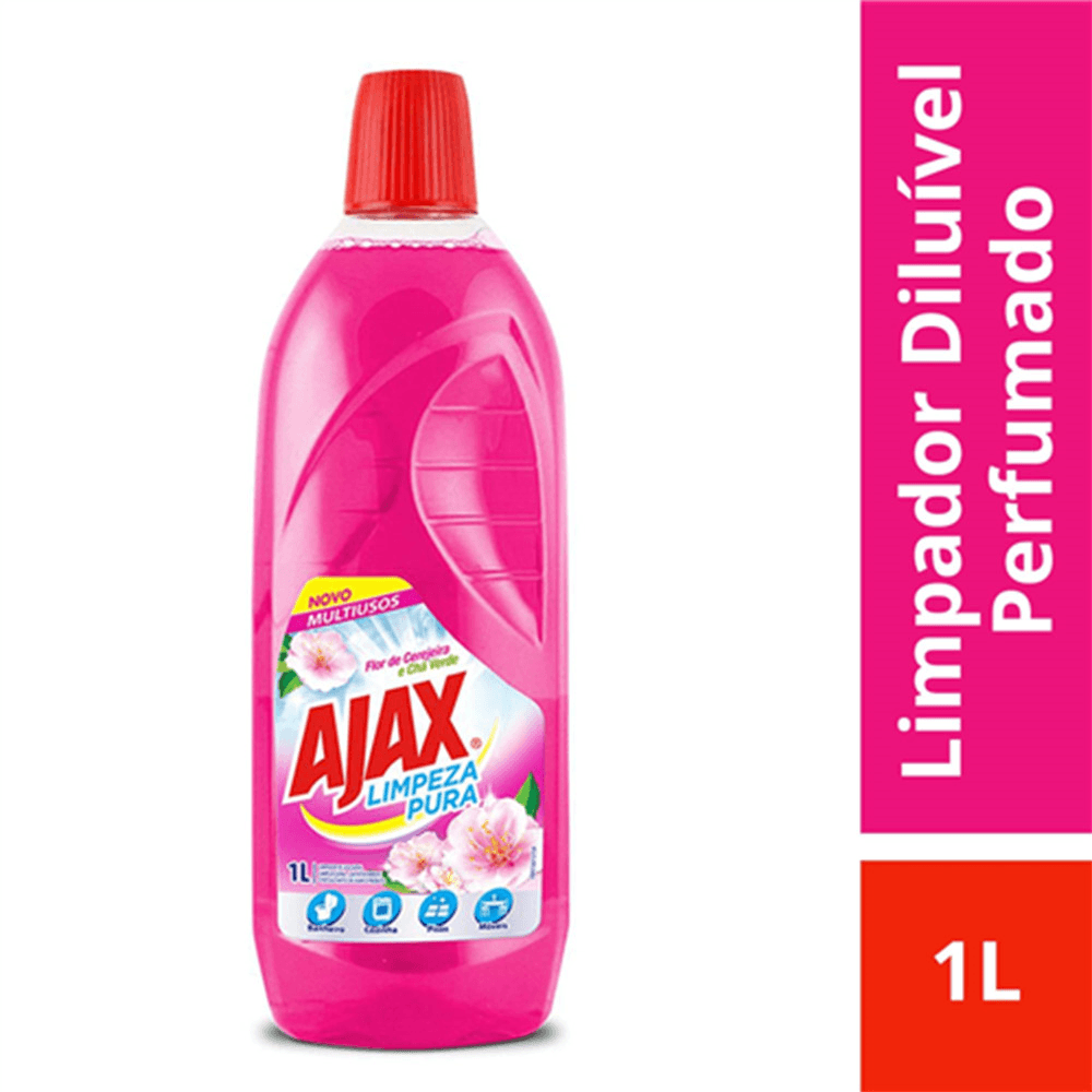 Limpador Multiuso Flor de Cerejeira e Chá Verde Ajax Limpeza Pura Frasco 1l