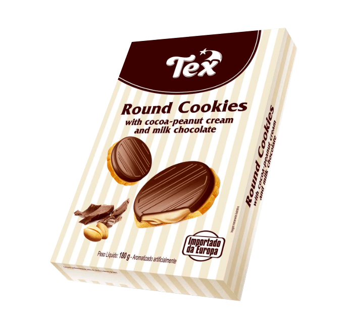 Biscoito Tex Round Cookies Cocoa Peanut Cream 180g