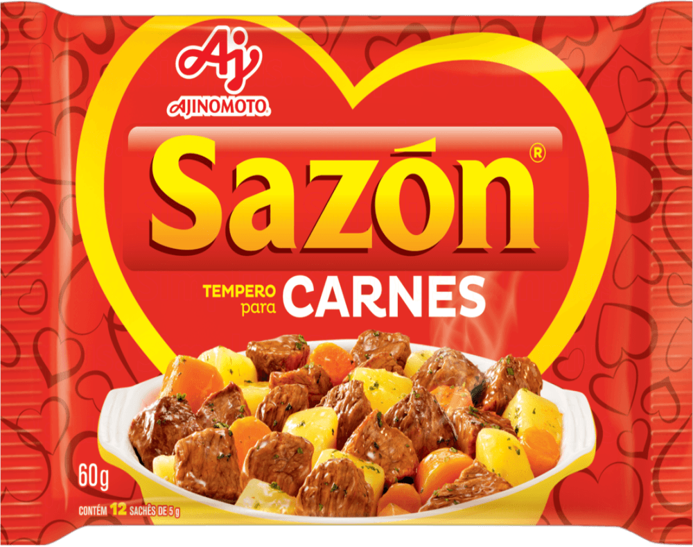 Tempero Pó para Carnes Sazón Pacote 60g 12 Unidades 5g Cada