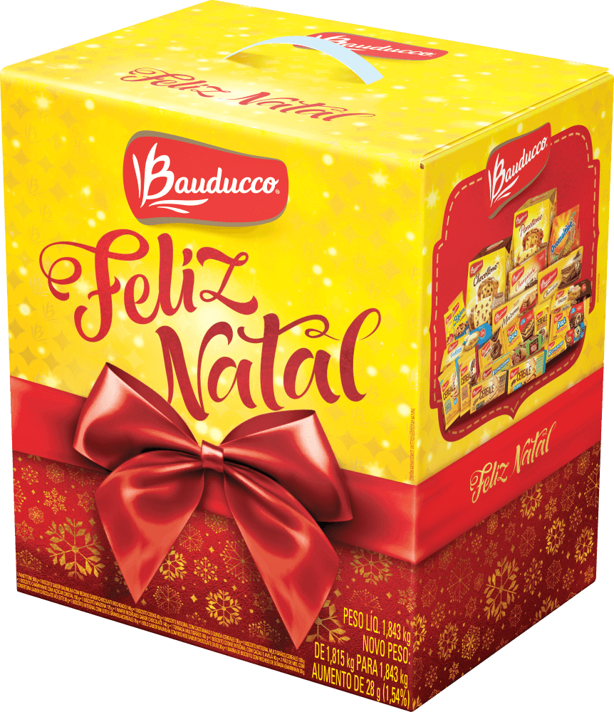 Cesta De Natal Bauducco Caixa Pequena Com 15 Itens
