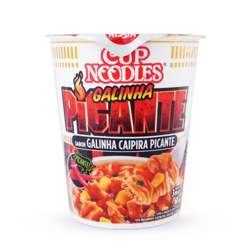 Macarrão Instantâneo com Tempero de Galinha Caipira Picante Cup Noodles Copo 68g - Supernosso