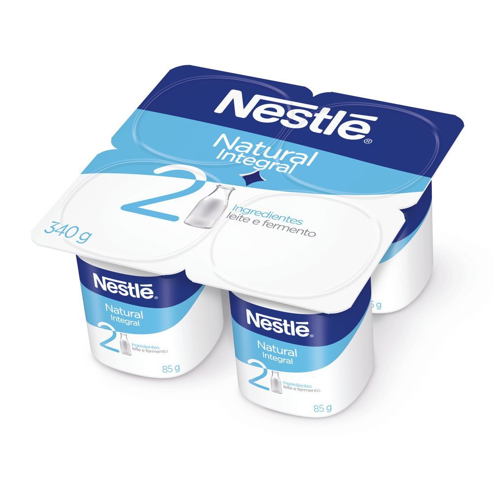 Iogurte Integral Natural Nestlé Bandeja 340g 4 Unidades de 85g Cada